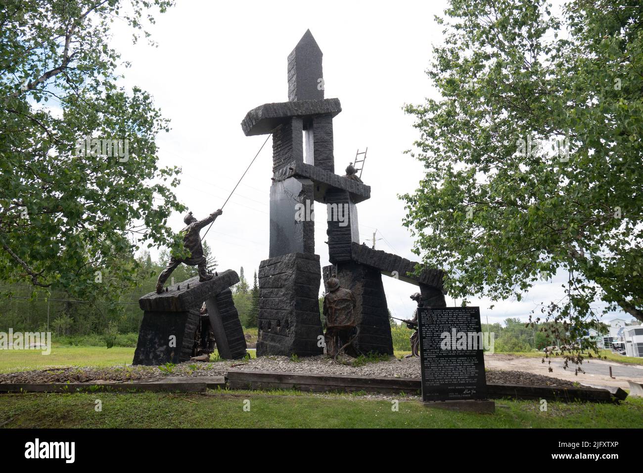monument for mining workers in kirkland lake ontario canada Stock Photo ...