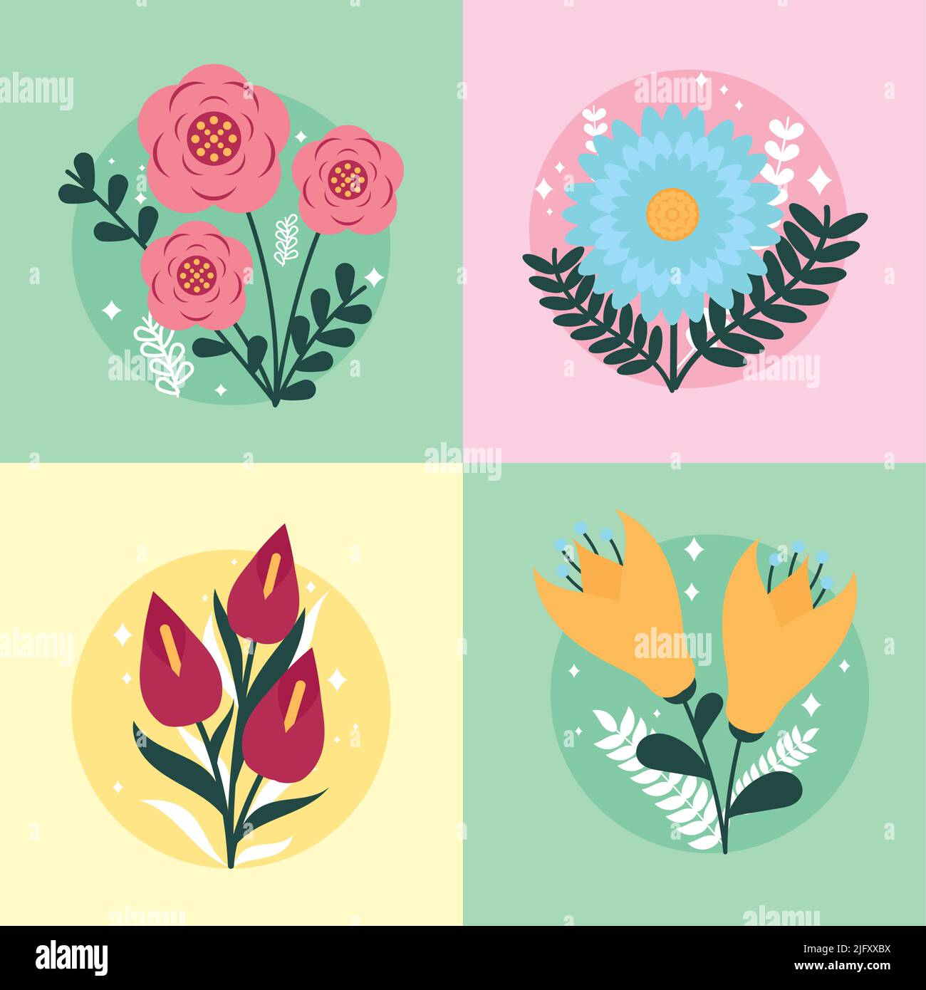 flowers icon set Stock Vector Image & Art - Alamy