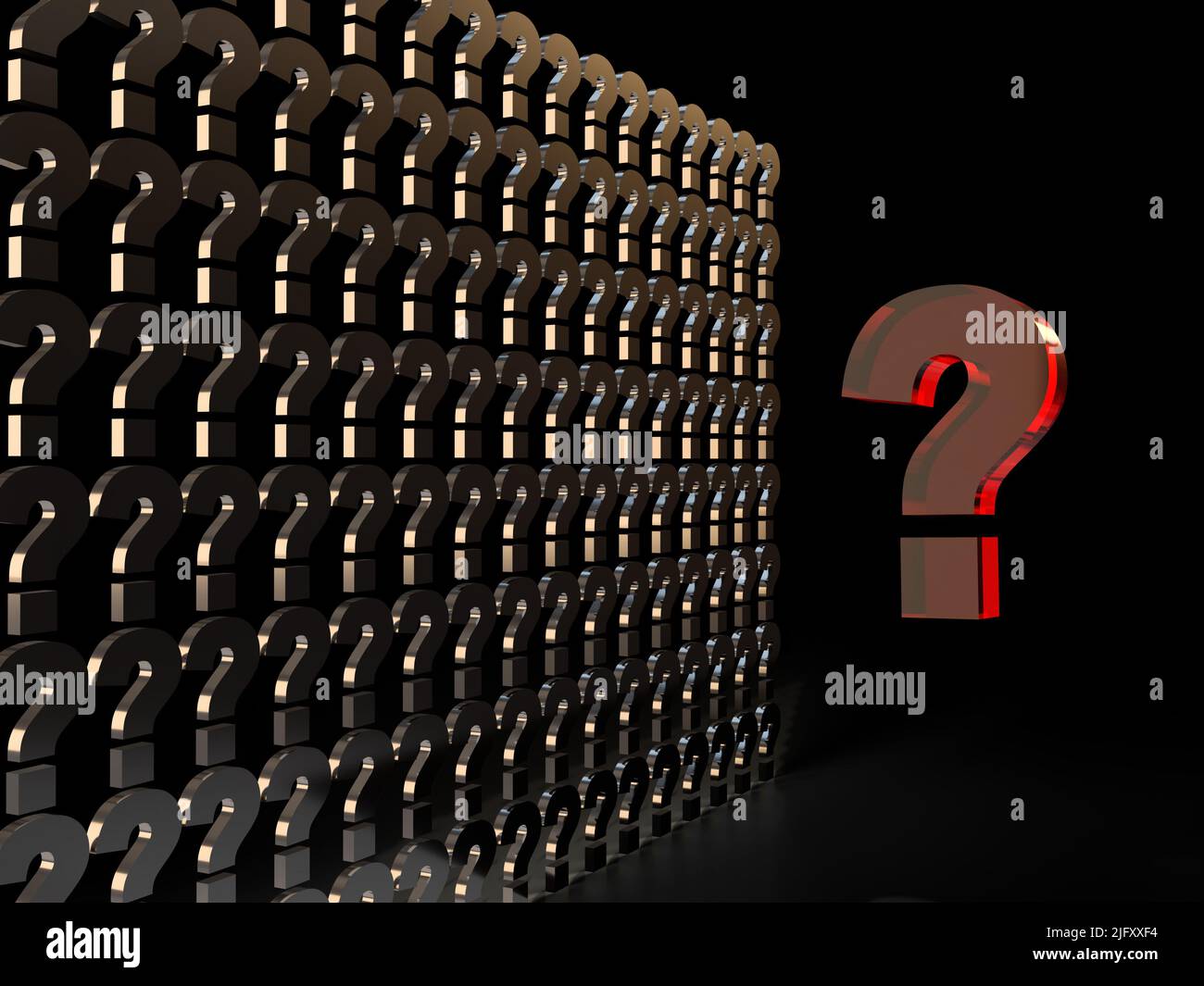 Row of question marks on a black background. 3d render Stock Photo - Alamy