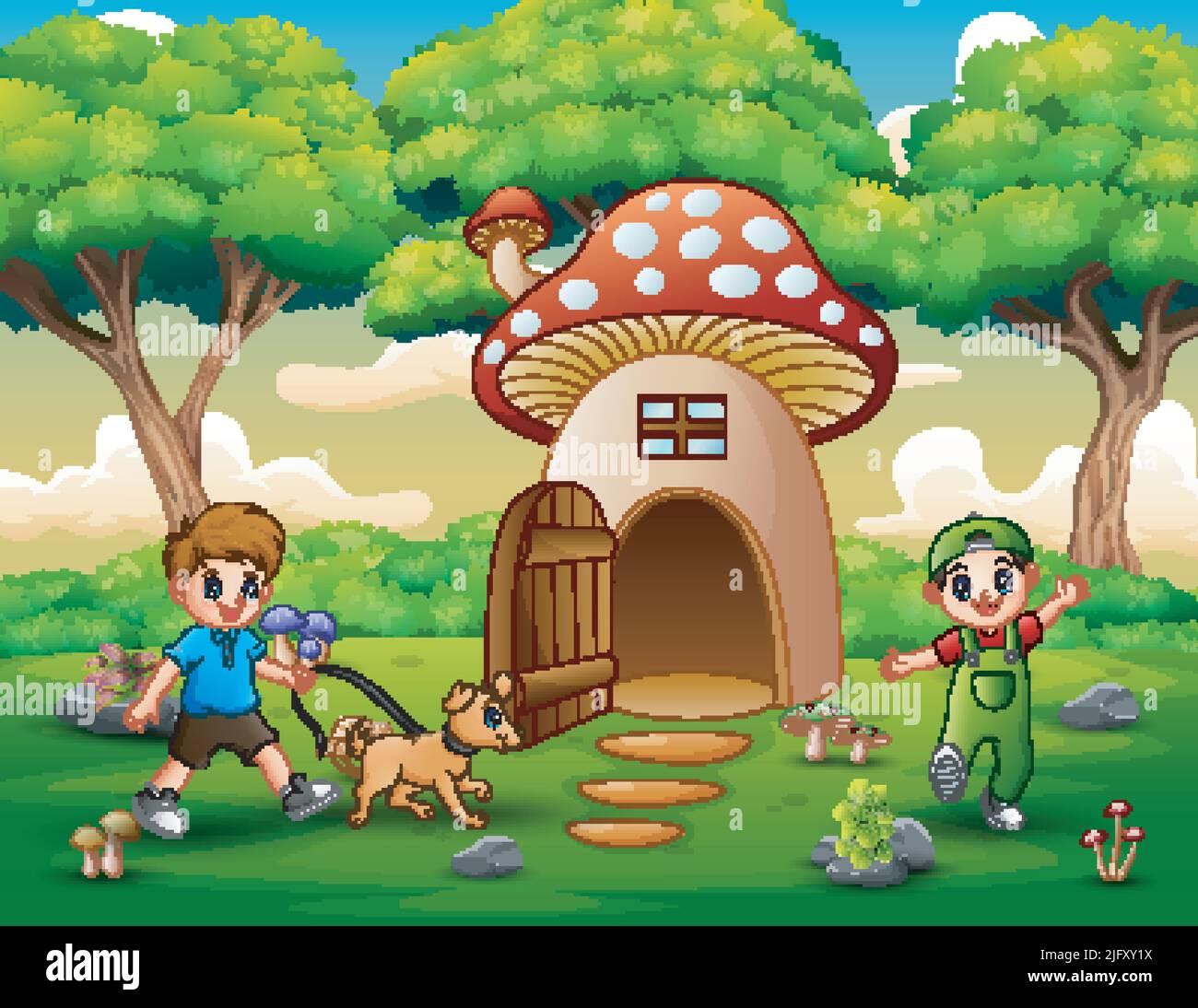 Two boys walking home Stock Vector Images - Alamy