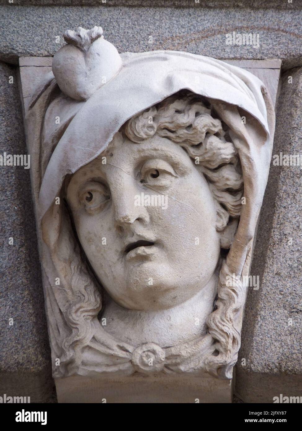 A sculpted angel's sad face adorns St. George's Church in Dublin ...