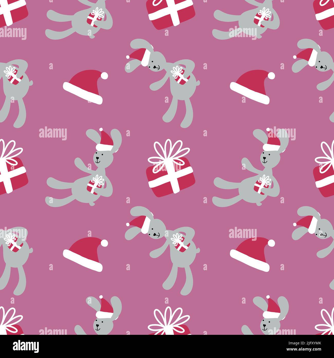 Christmas seamless new year rabbit pattern for wrapping paper and ...