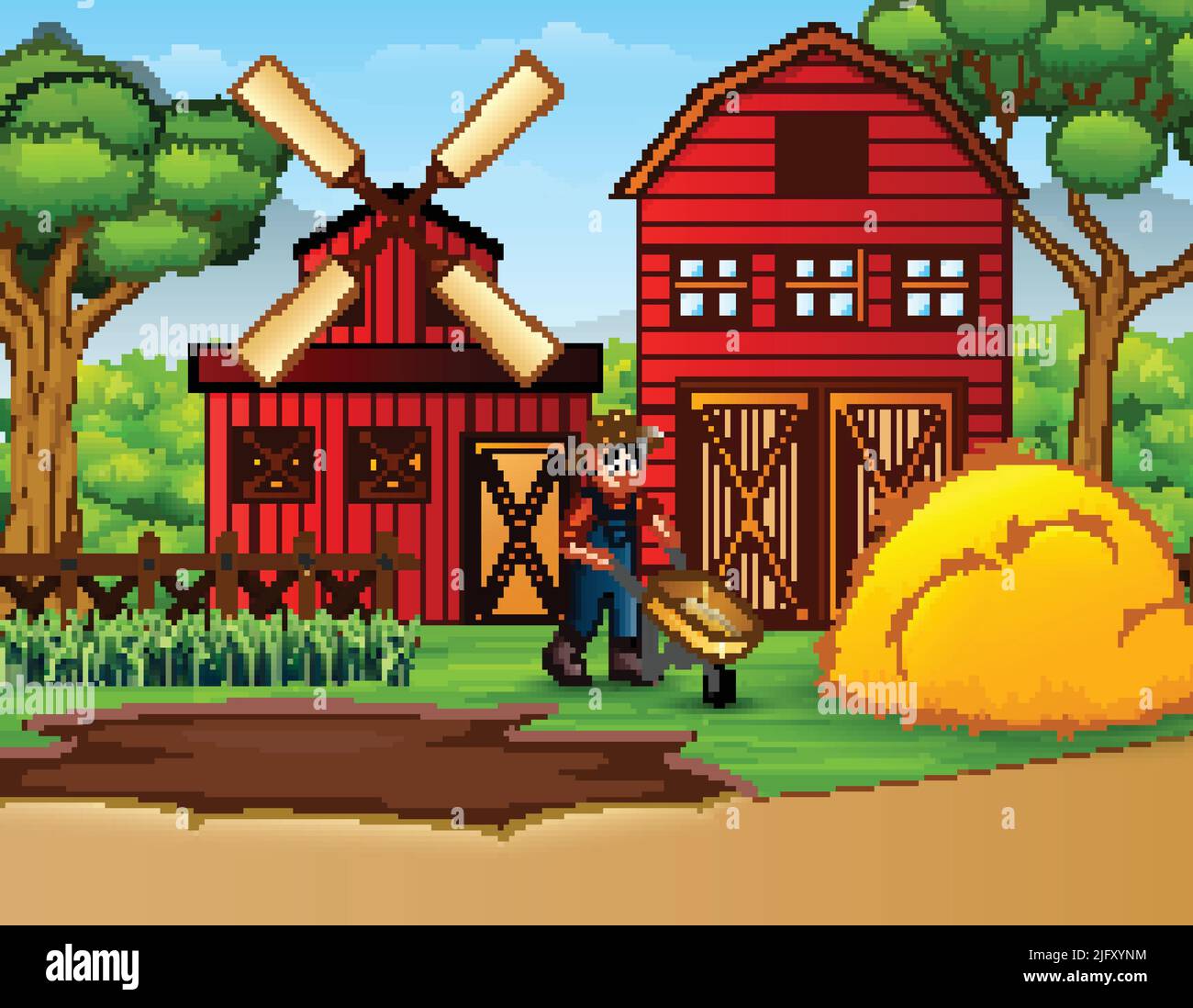 Farmer working in a farm background Stock Vector Image & Art - Alamy