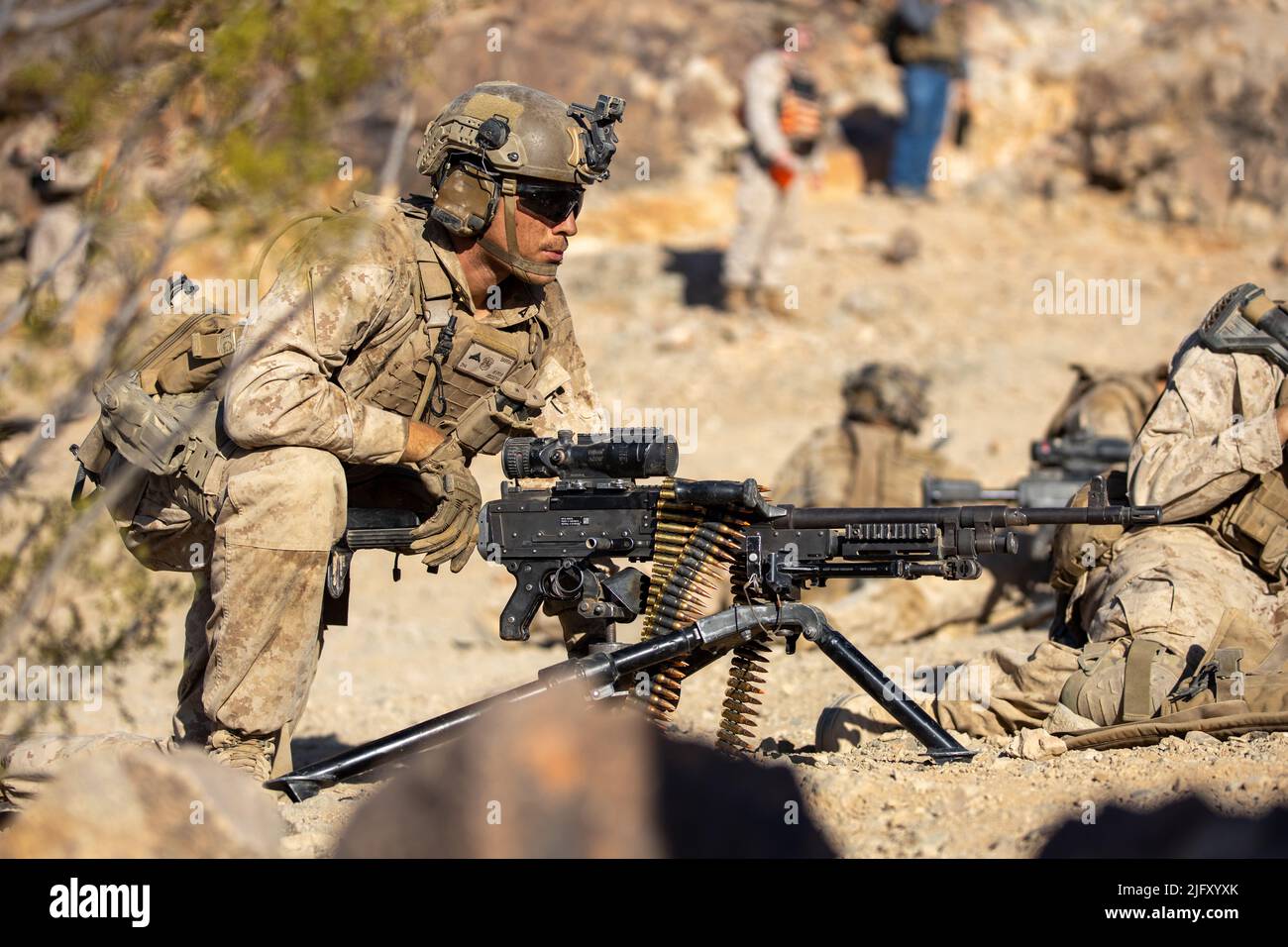 U.S. Marine Corps Lance Cpl. Cole Barba, a machine gunner with ...