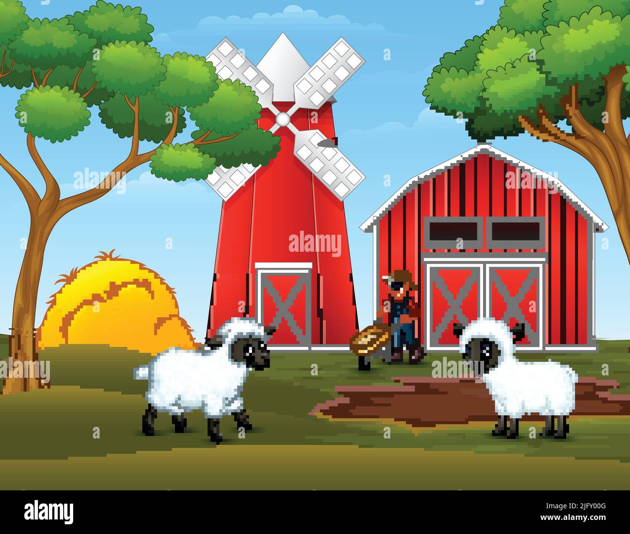 Sheep in spring Stock Vector Images - Alamy