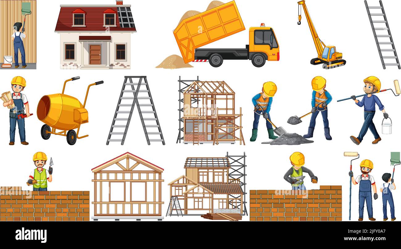 Set of construction site objects illustration Stock Vector Image & Art ...