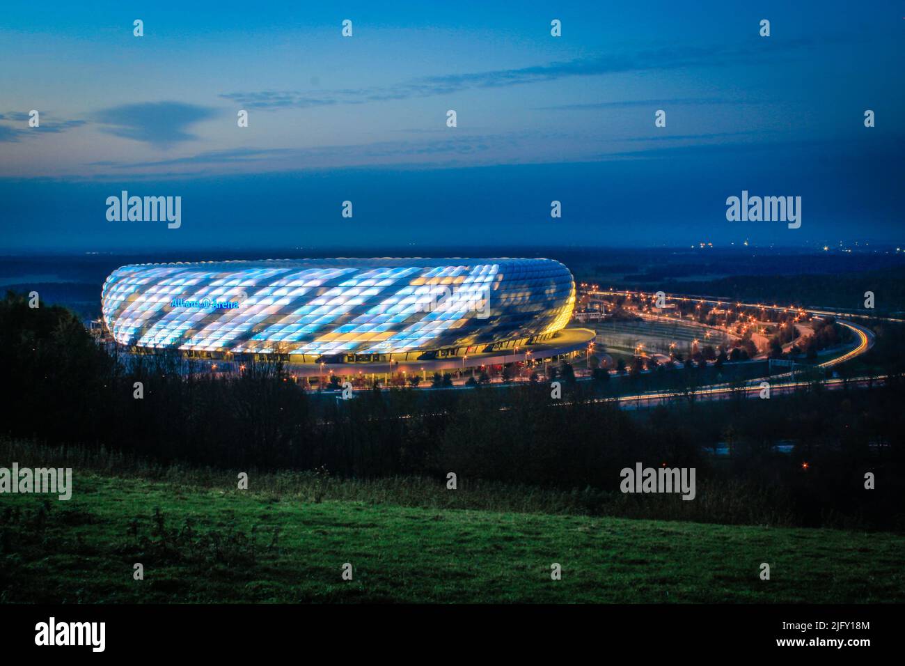 Long exposure of the Allianz Arena in Munich Stock Photo - Alamy