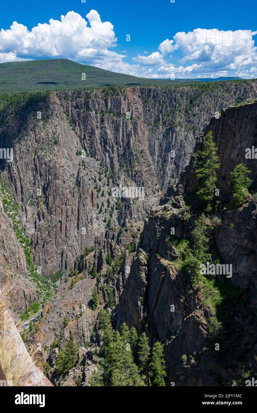 Steep walls and black rock characterizes Black Canyon of the Gunnison ...