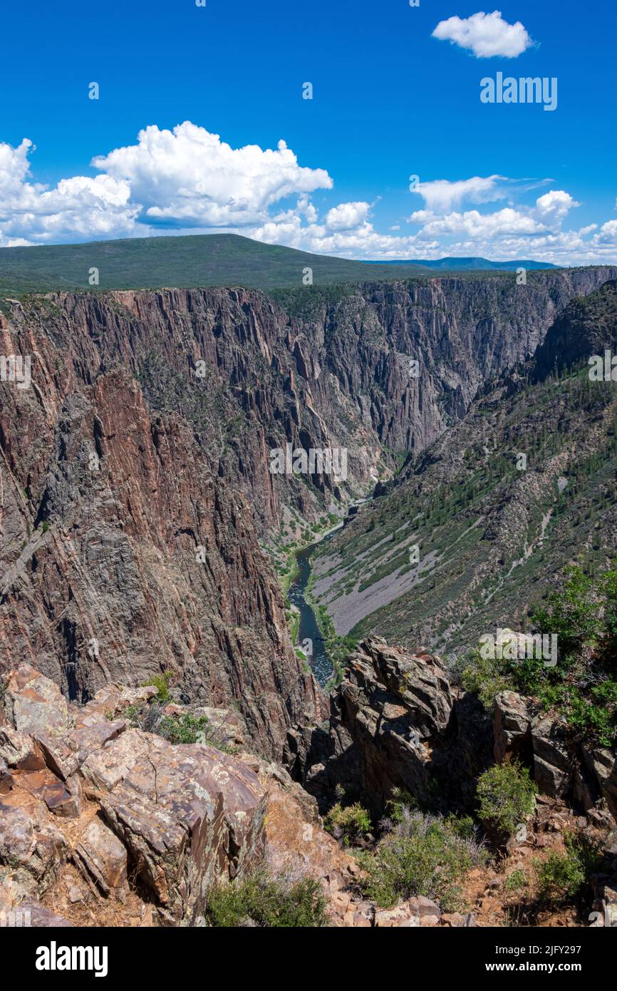 Steep walls and black rock characterizes Black Canyon of the Gunnison ...