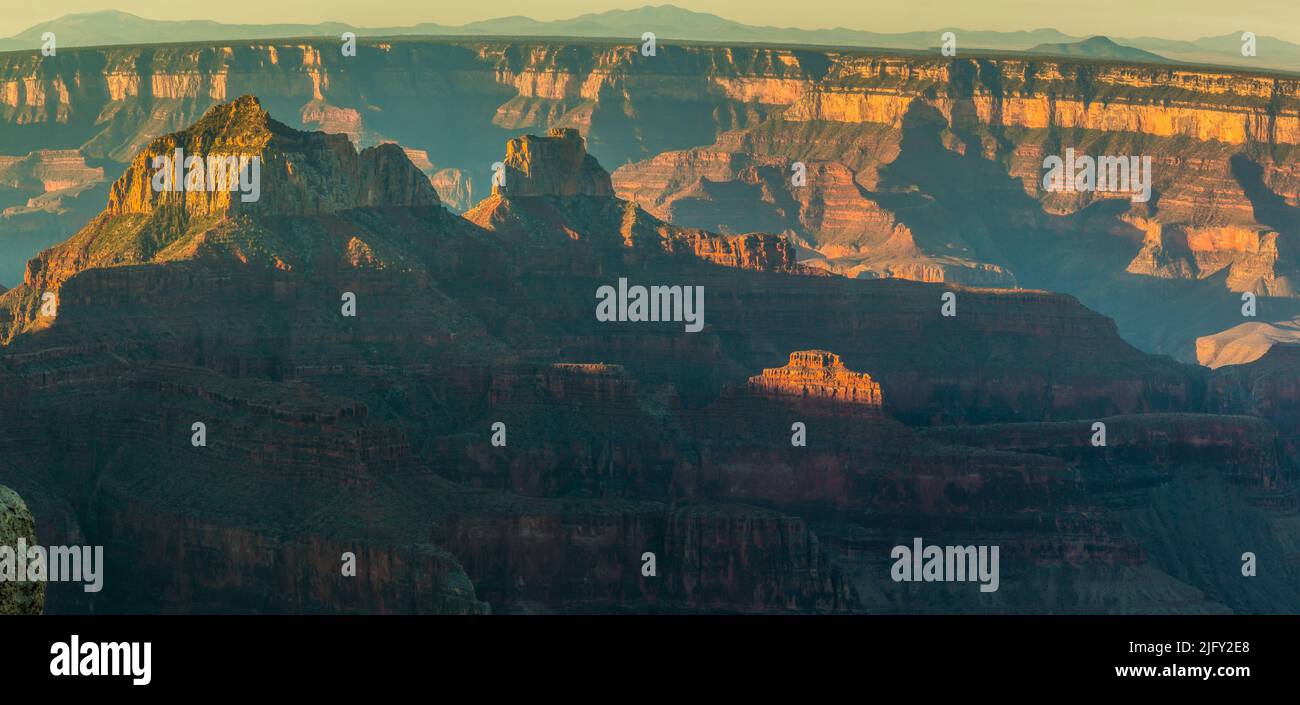 Sunset on Deva, Brahma and Zoroaster Temples From Bright Angel Point ...