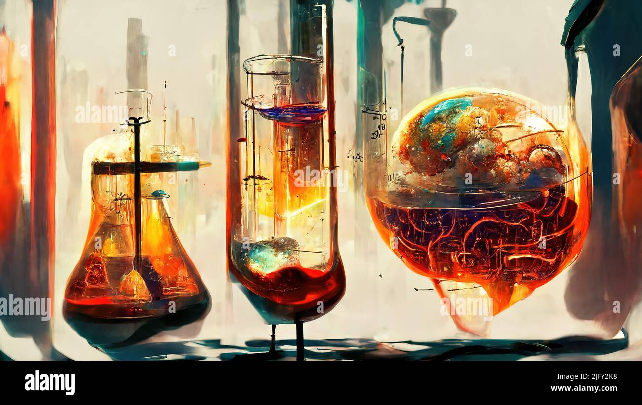 Scientific exploration, conceptual illustration Stock Photo - Alamy