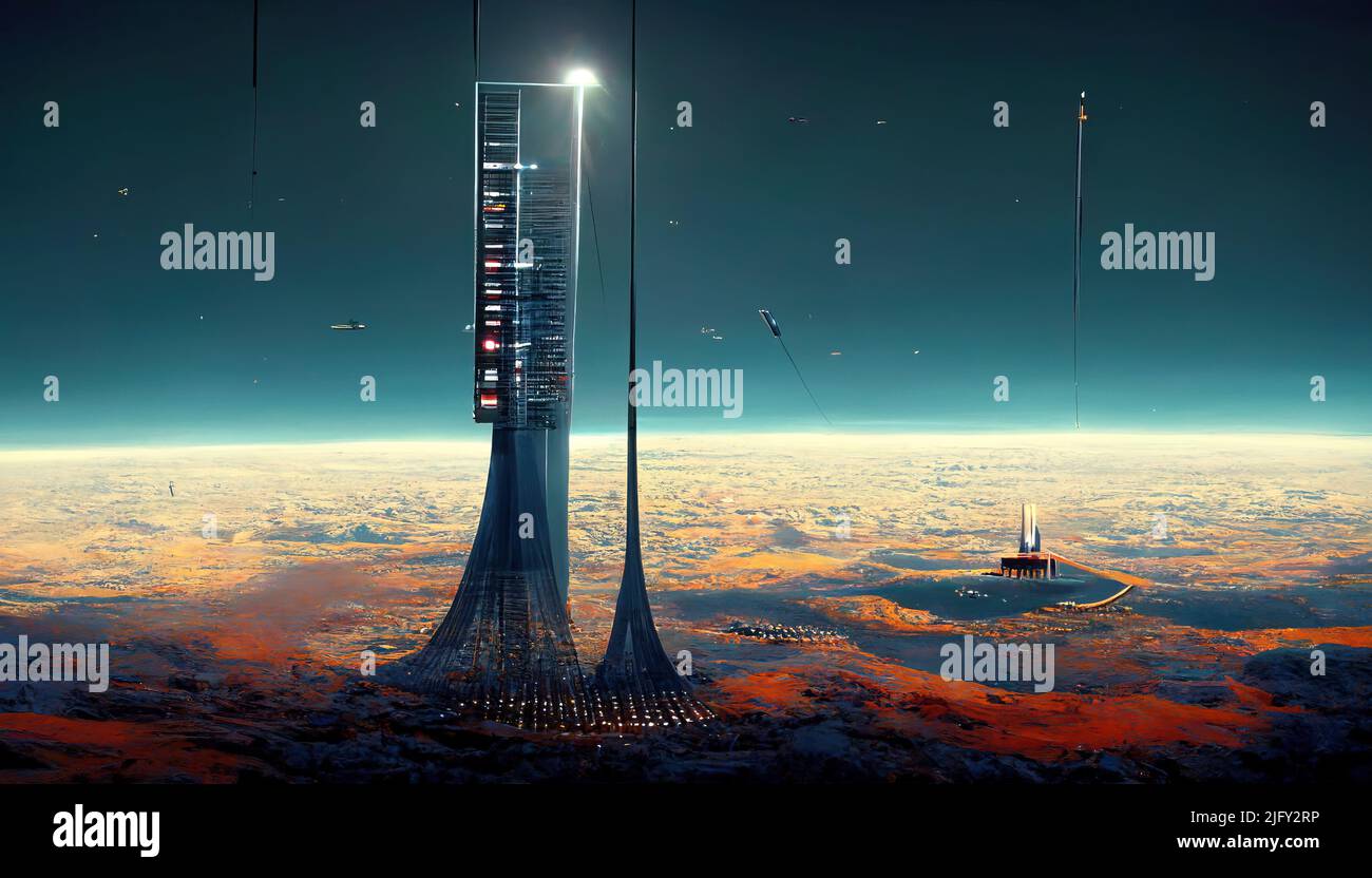 Space elevator, conceptual illustration Stock Photo - Alamy