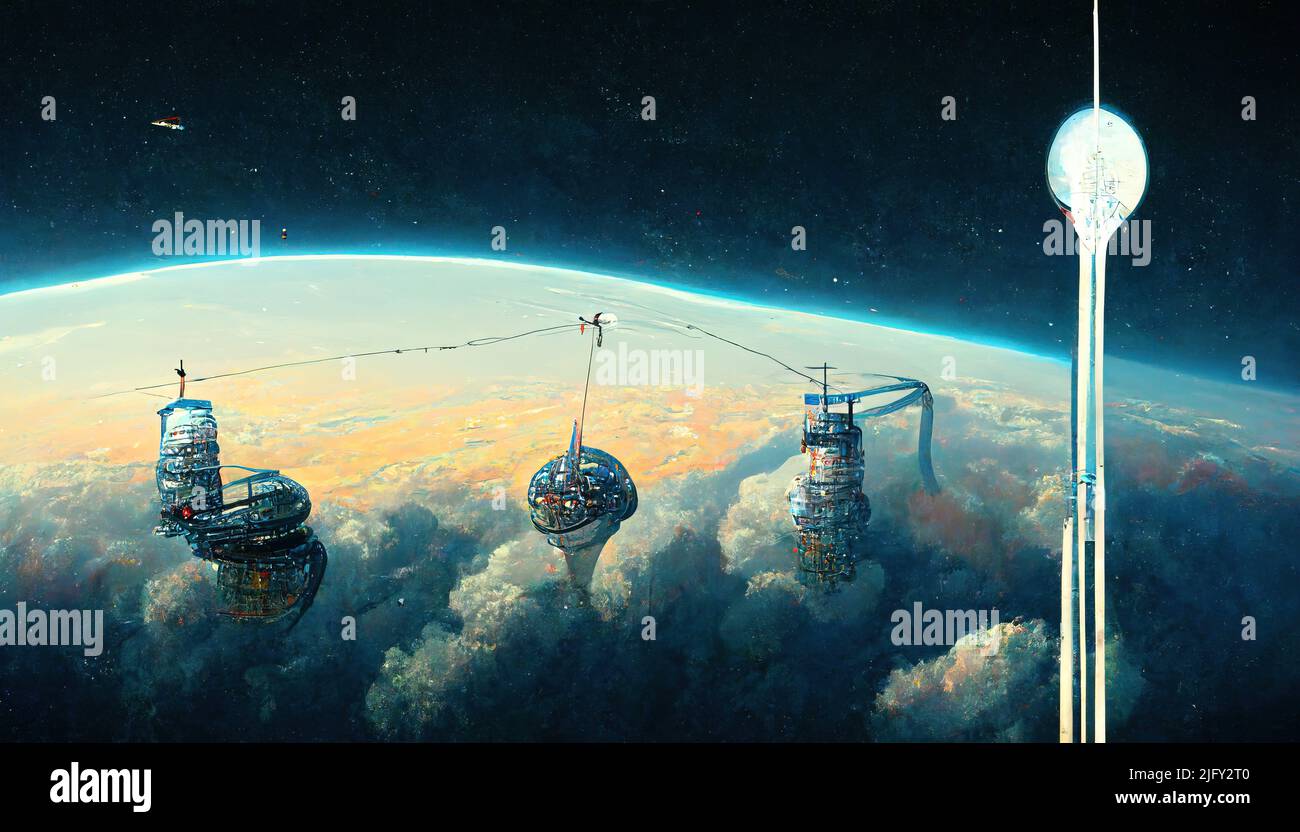 Space elevator, conceptual illustration Stock Photo - Alamy