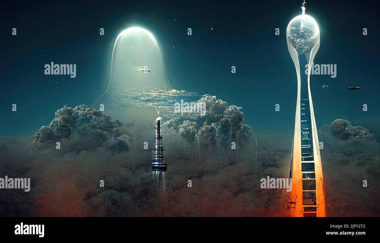 Space elevator, conceptual illustration Stock Photo - Alamy