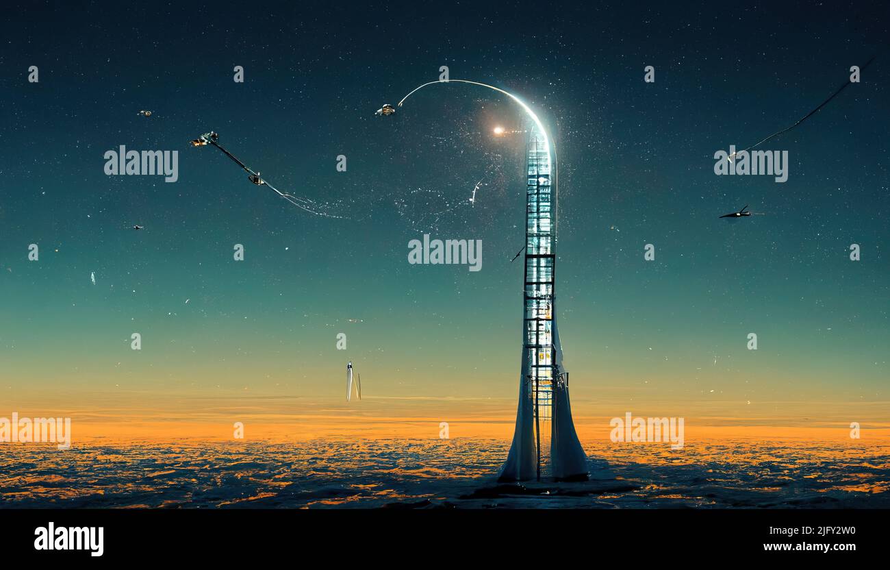 Space elevator, conceptual illustration Stock Photo - Alamy