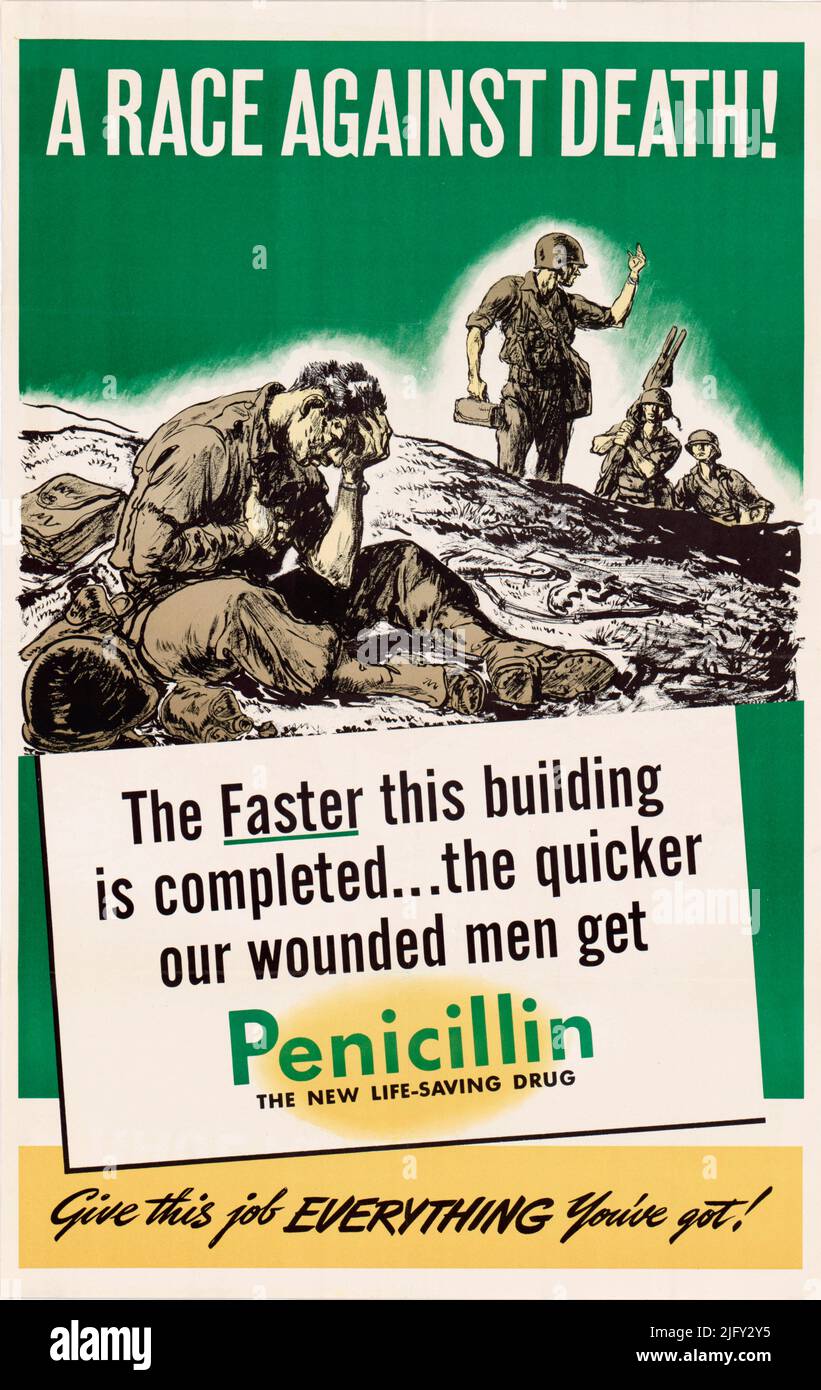 Penicillin use, Second World War poster Stock Photo - Alamy