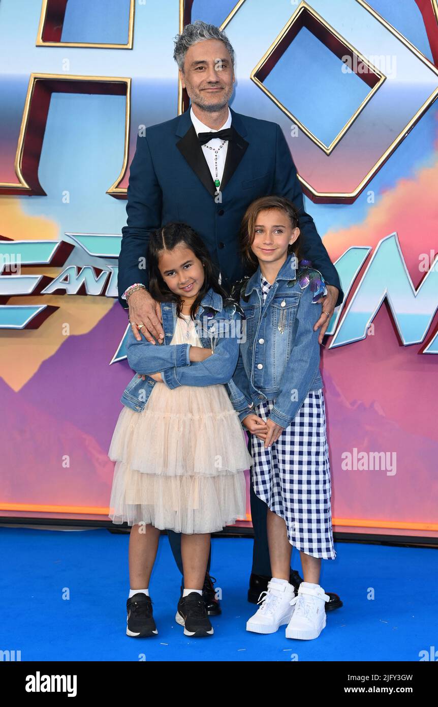 London, UK. July 5th, 2022, Taika Waititi with daughters Matewa ...