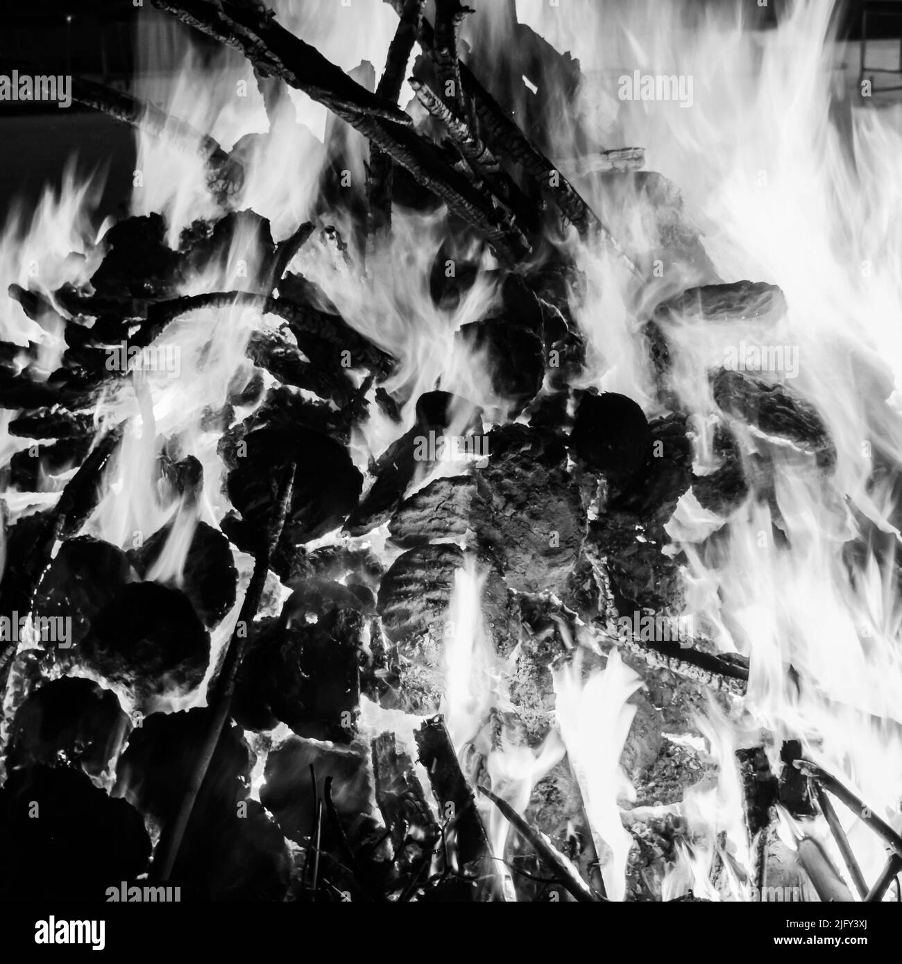 Wild beautiful flames bonfire Black and White Stock Photos & Images - Alamy