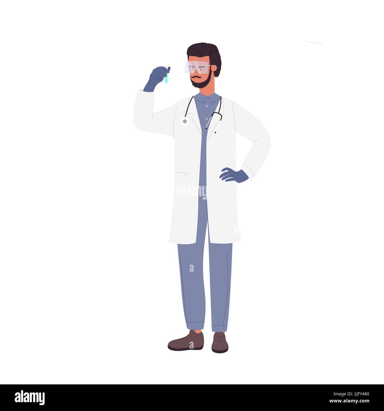 Doctor man holding laboratory tube. Medical scientist, hospital lab ...