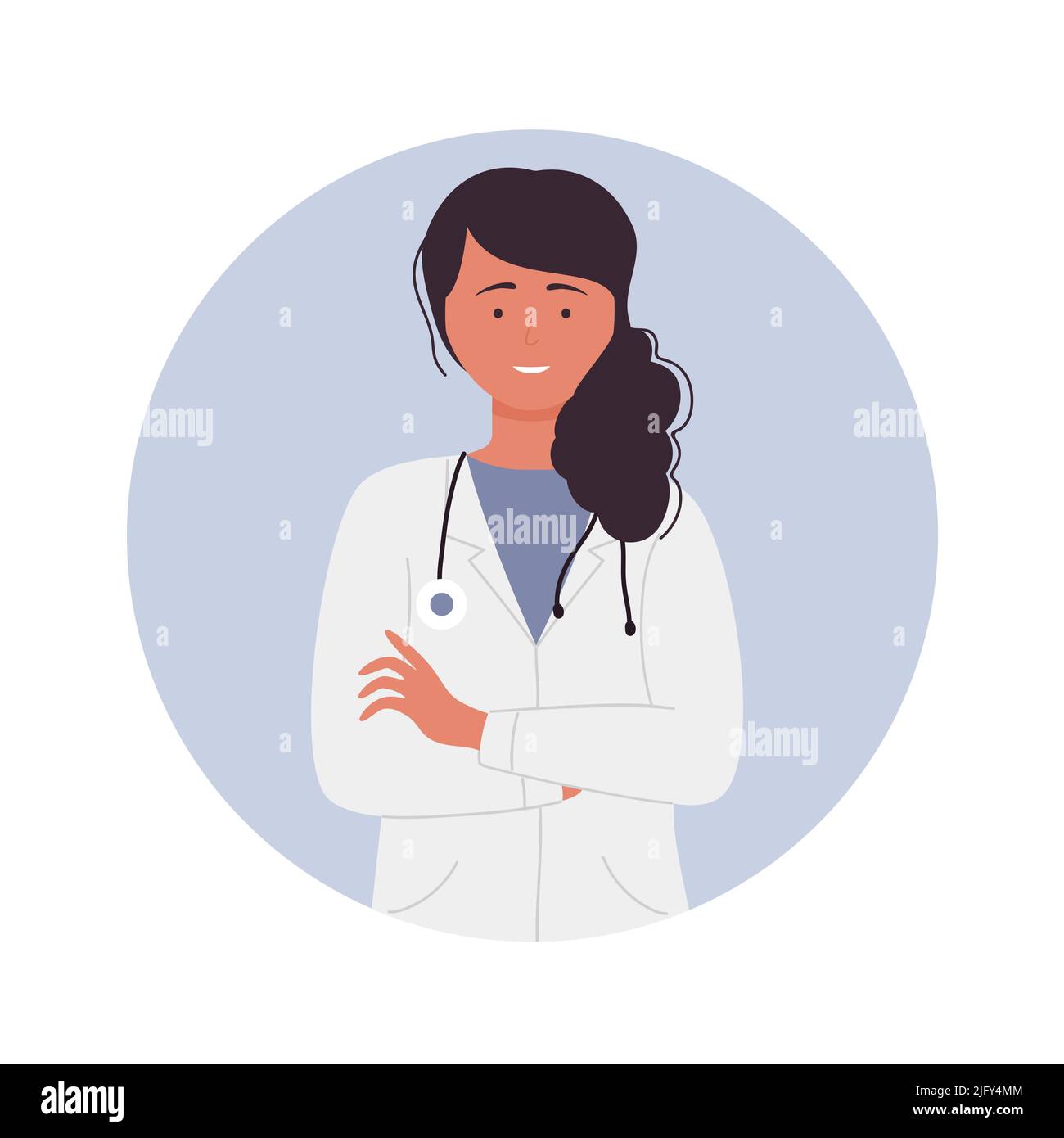 Smiling woman doctor in uniform. Medical worker with stethoscope vector ...