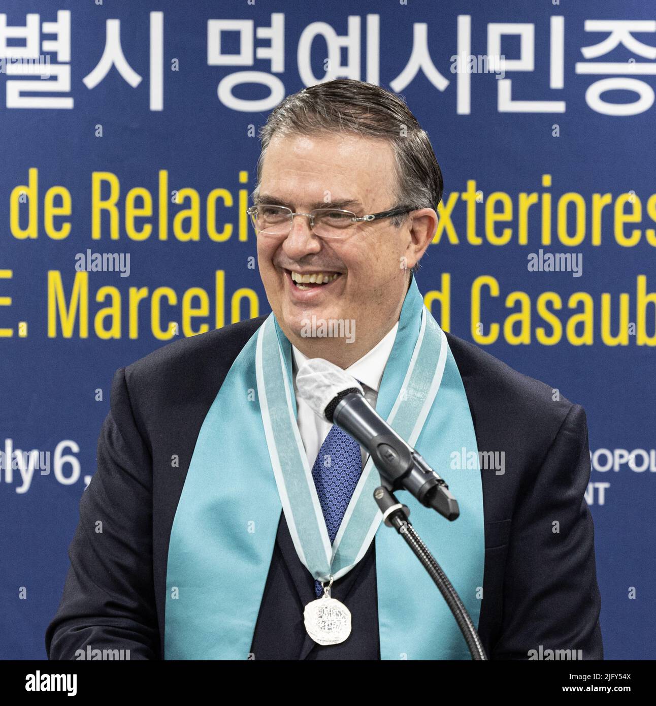 Seoul, South Korea, 06th July, 2022. Mexican FM becomes honorary Seoul ...