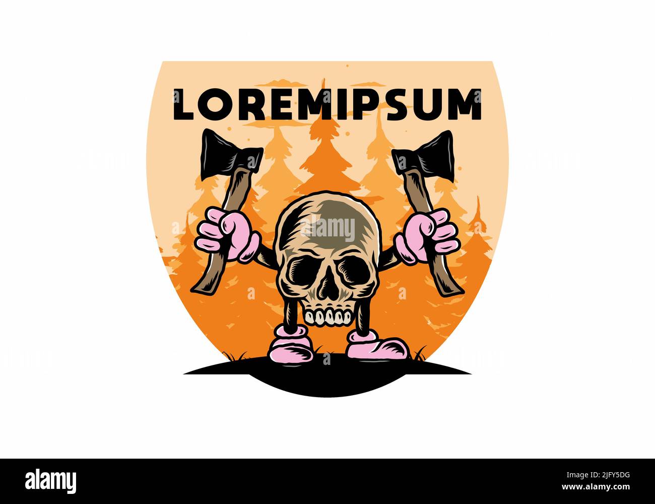 Illustration design of a Skull holding two ax Stock Vector Image & Art ...