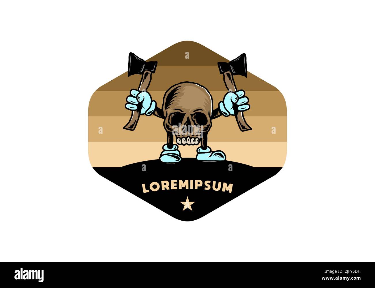 Illustration design of a Skull holding two ax Stock Vector Image & Art ...