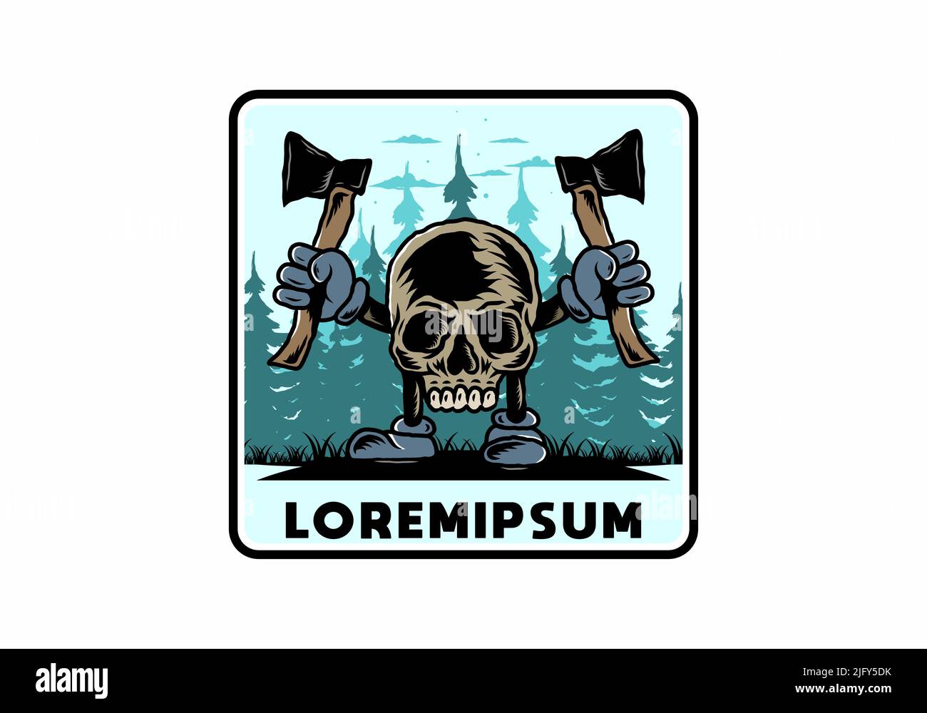 Illustration design of a Skull holding two ax Stock Vector Image & Art ...