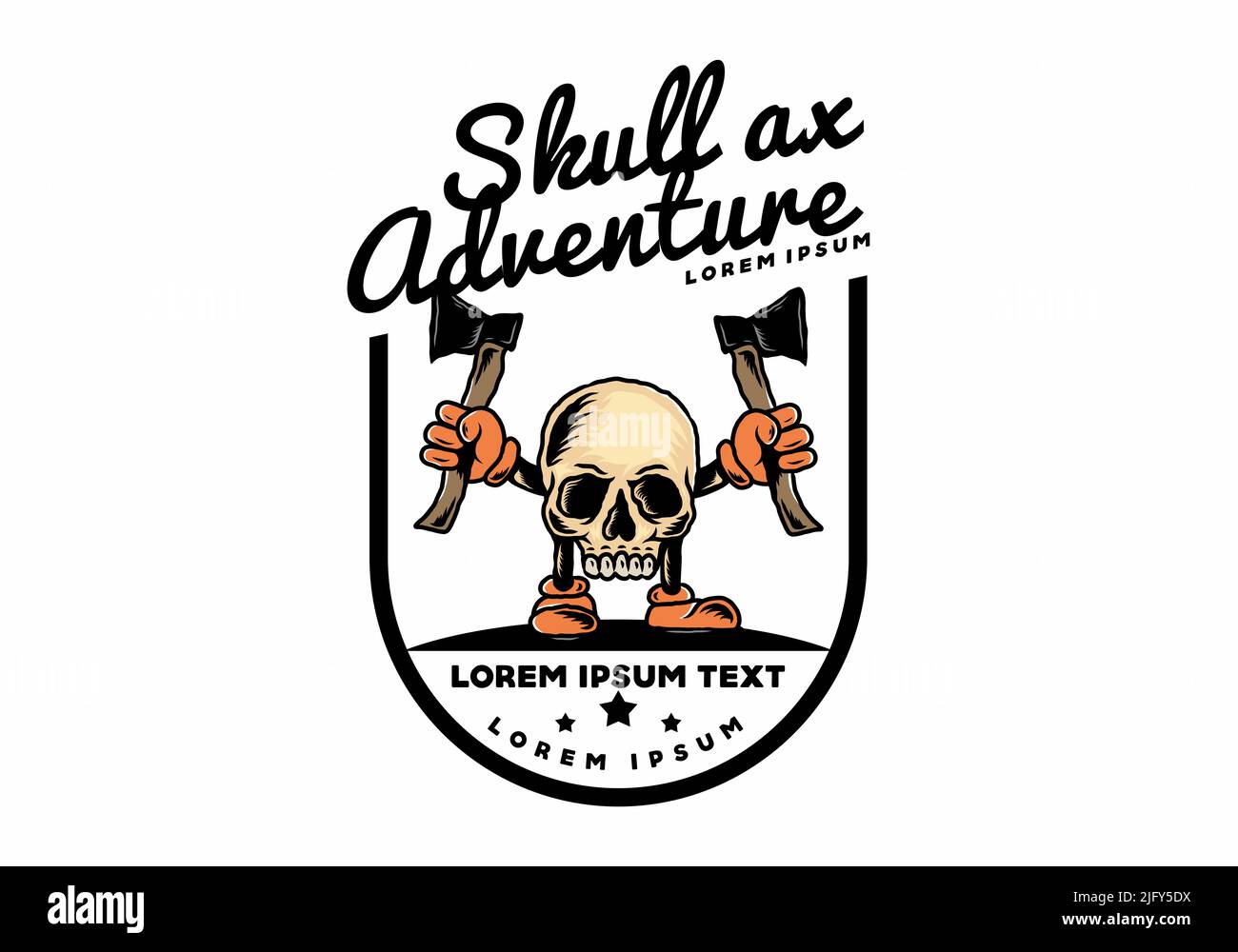 Illustration design of a Skull holding two ax Stock Vector Image & Art ...
