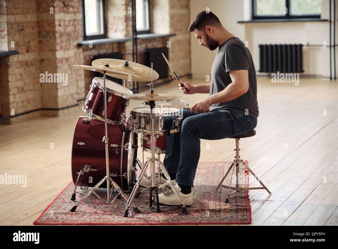 Bearded drummer hi-res stock photography and images - Alamy