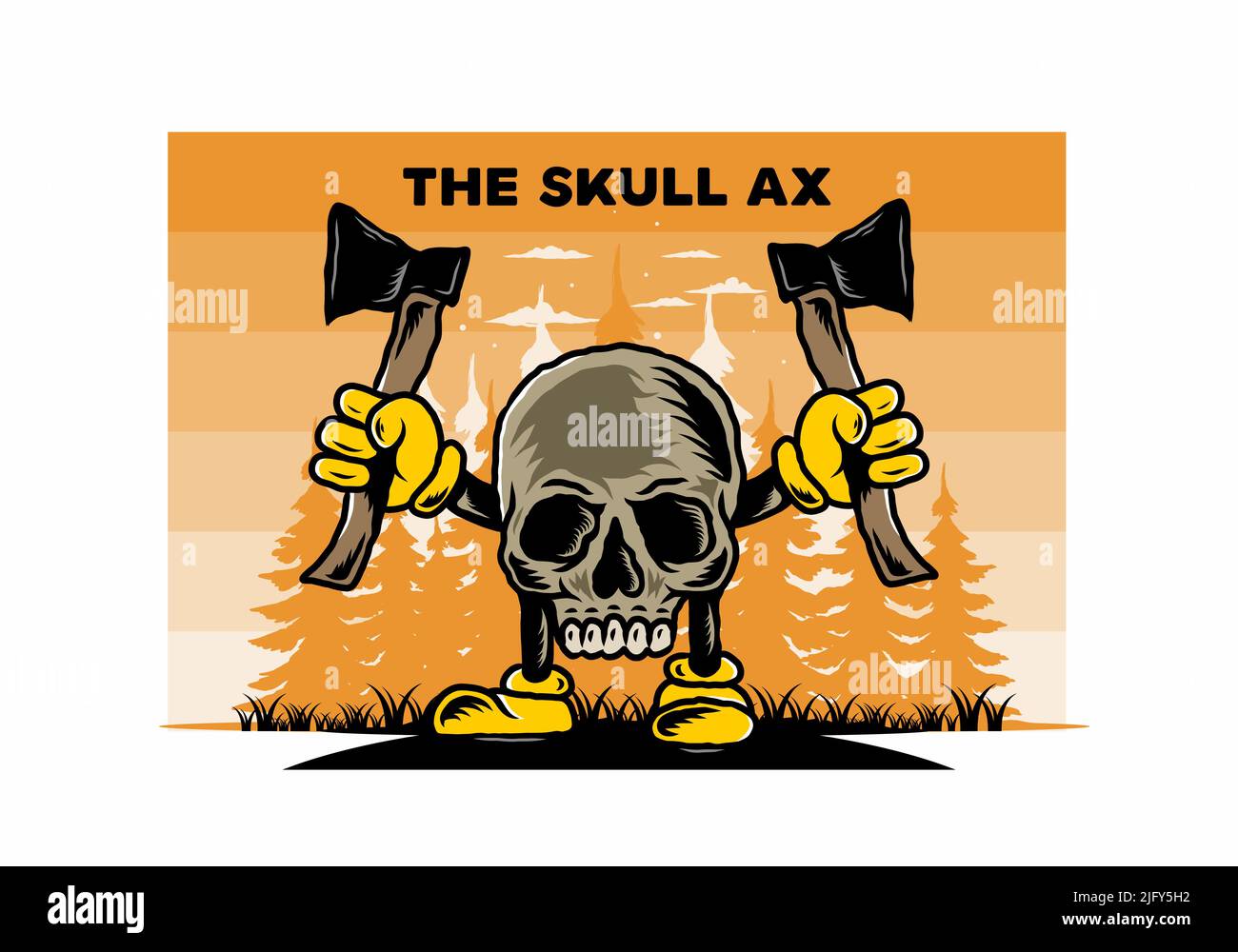 Illustration design of a Skull holding two ax Stock Vector Image & Art ...