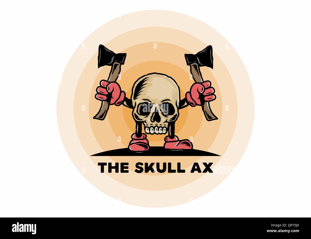 Illustration design of a Skull holding two ax Stock Vector Image & Art ...