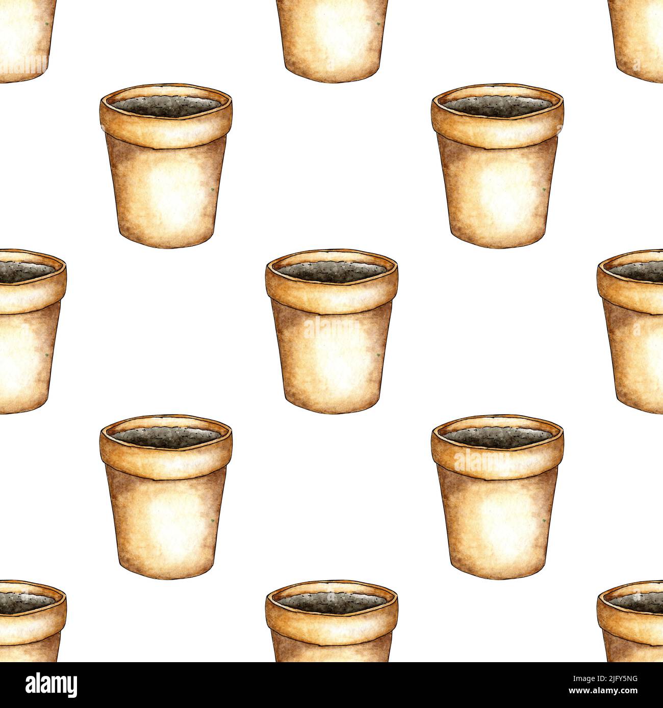 Watercolor illustration pattern empty flower pot. It's perfect for ...