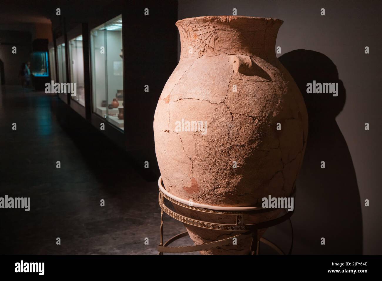 Classic illuminated Greek amphora for transporting and storing wine and ...