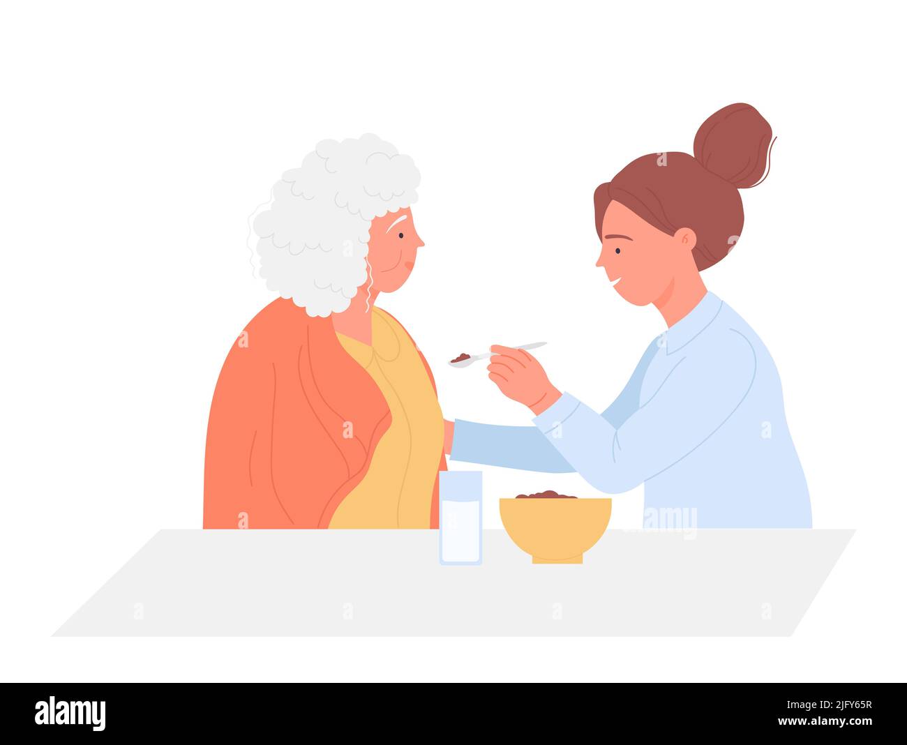 Nursing team for seniors people. Elderly care and assistance vector ...