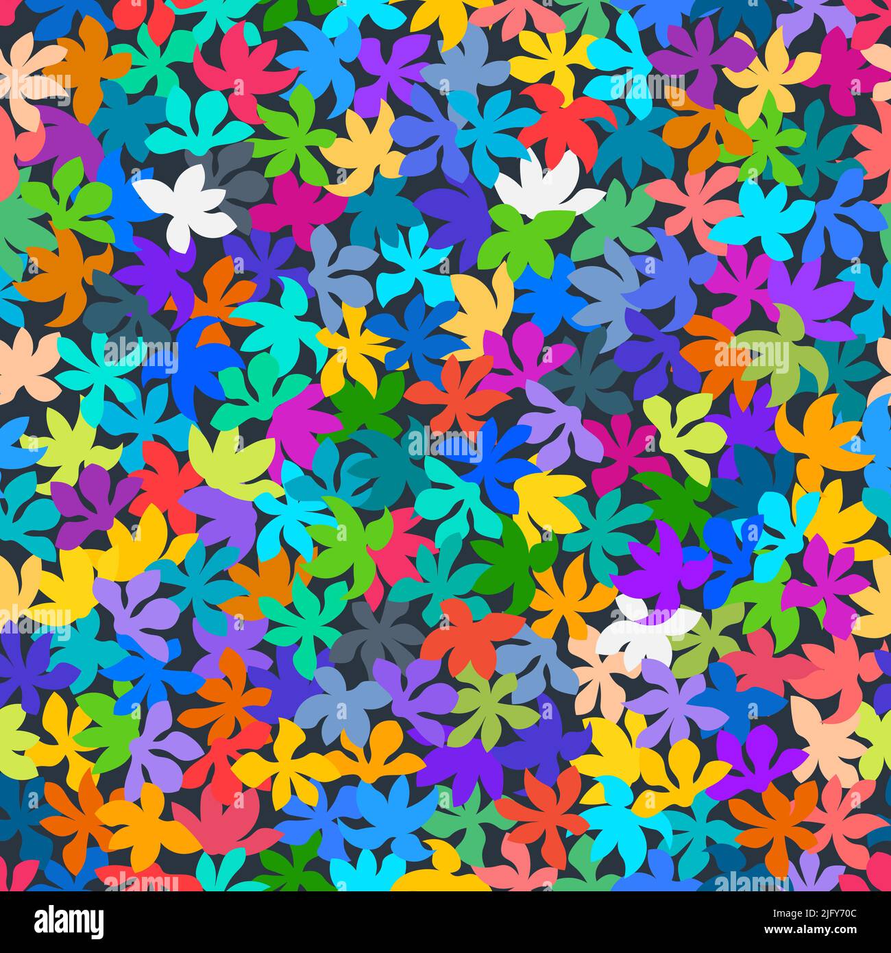 Vector seamless pattern with maple leaves. Rainbow colored repeating ...