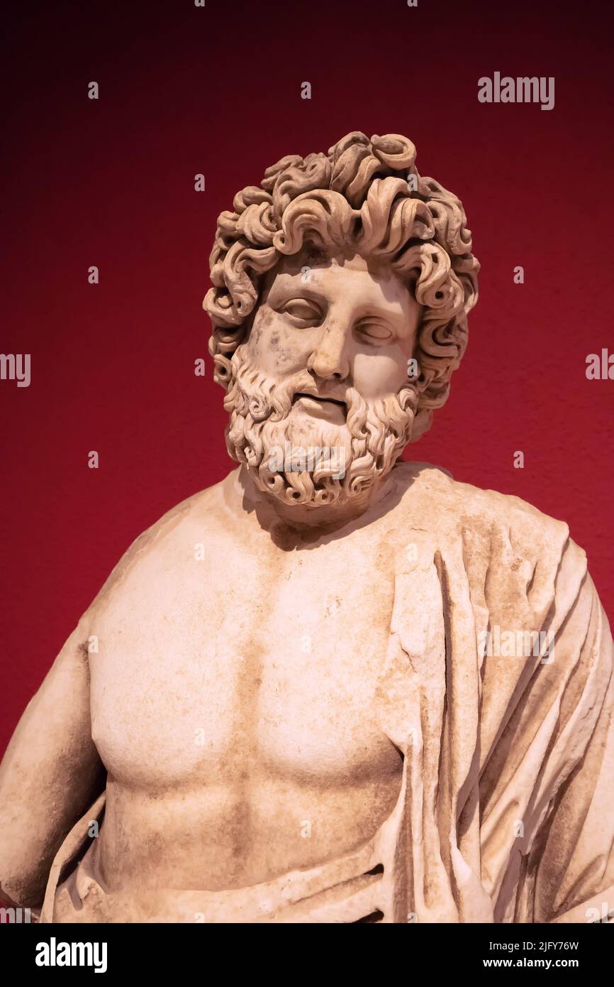 Portrait of a Statue of the Greek god of healthcare, medicine and ...