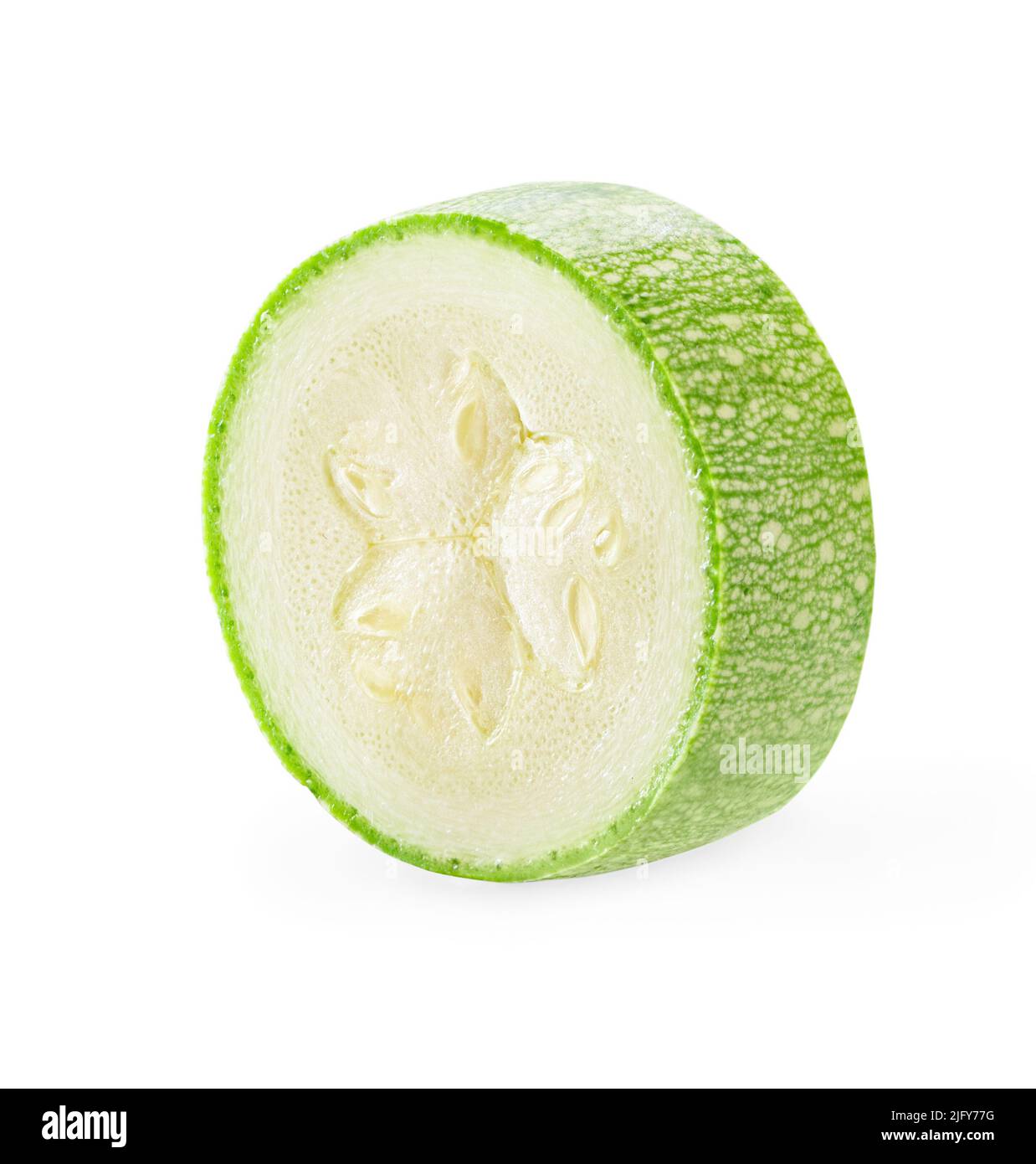 Courgette or zucchini slice isolated on white background with clipping ...