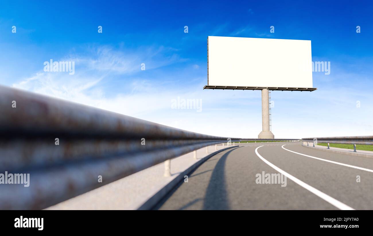 Mockup image of 3d rendering billboard beside highway Stock Photo - Alamy