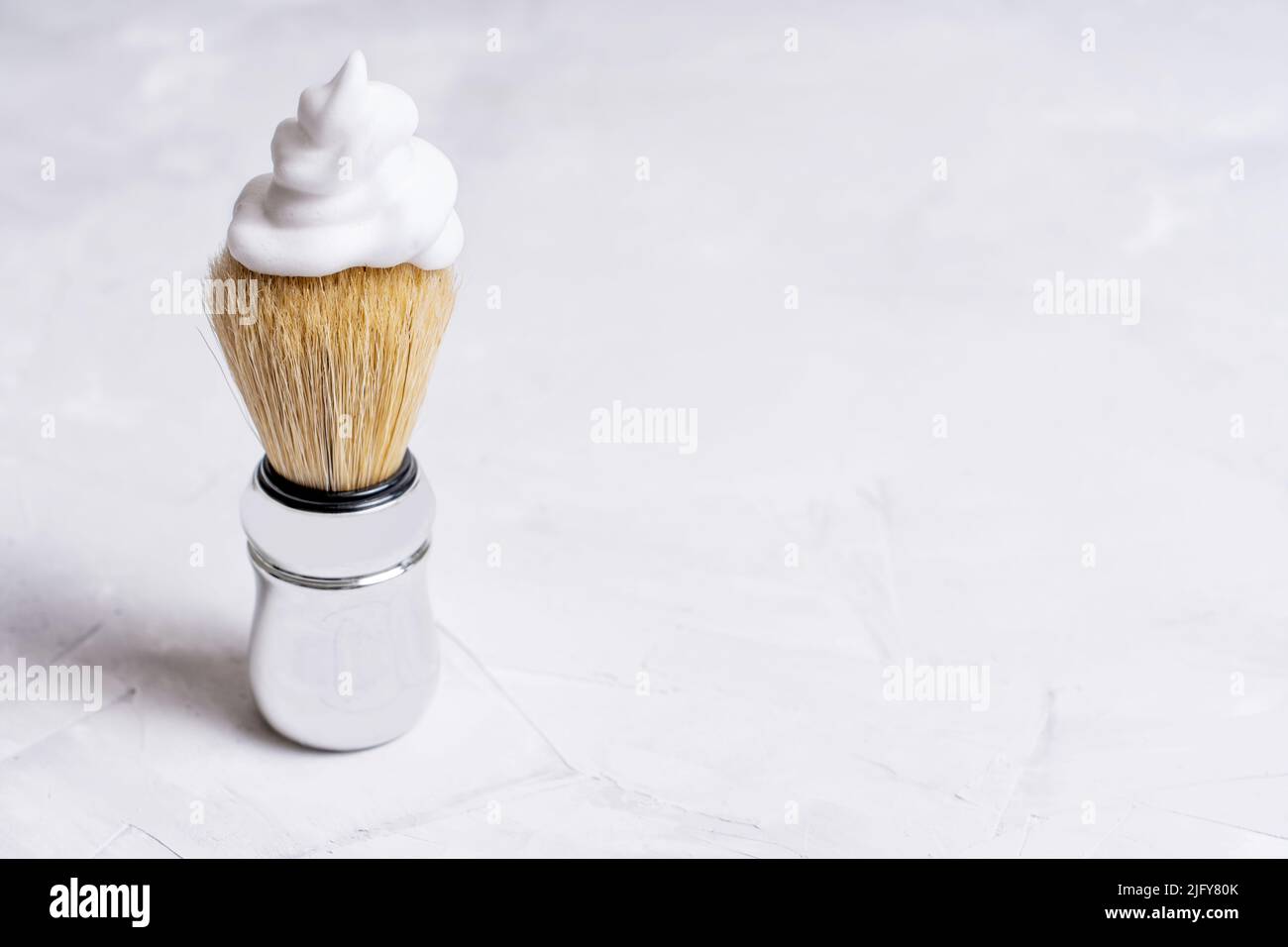 Close-up of a new shaving brush with rich lather on top Stock Photo - Alamy