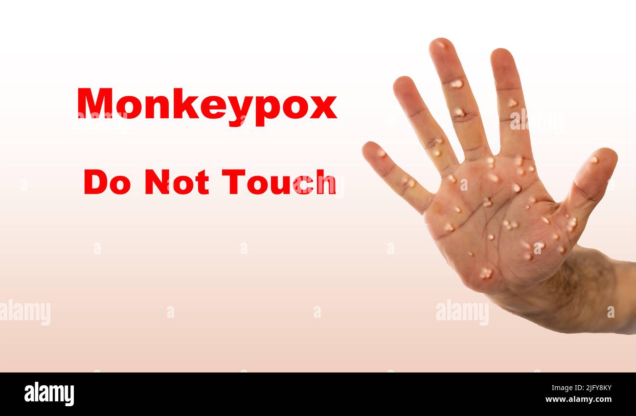 monkey flower don't touch me lettering. not to touch to avoid virus ...