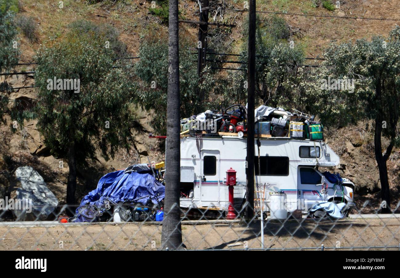 Los Angeles, California, USA 19th June 2022 A general view of atmosphere of Homeless tents/camp ...