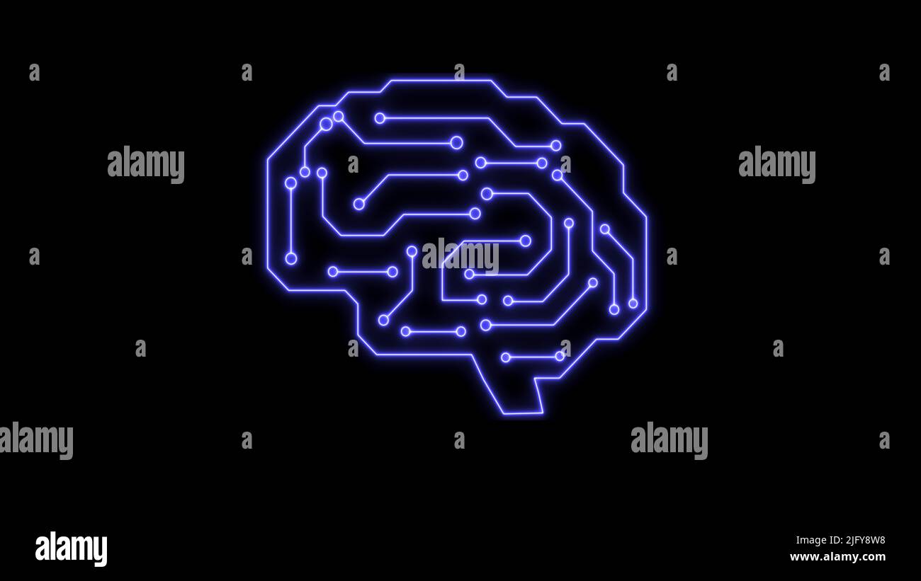 Technology brain background concept. Digital human mind like computer ...