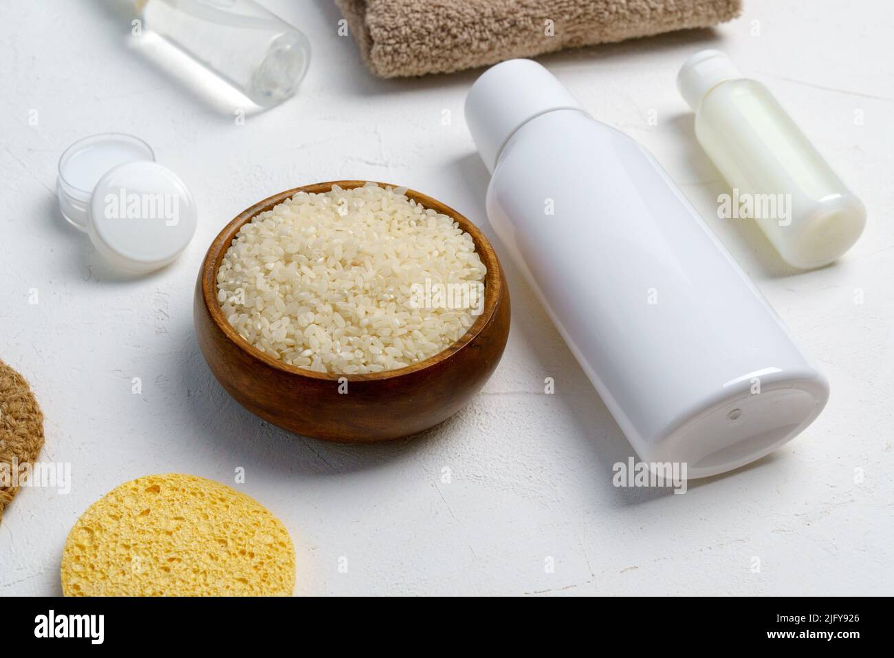 Natural homemade cosmetics based on fermented rice product Stock Photo ...