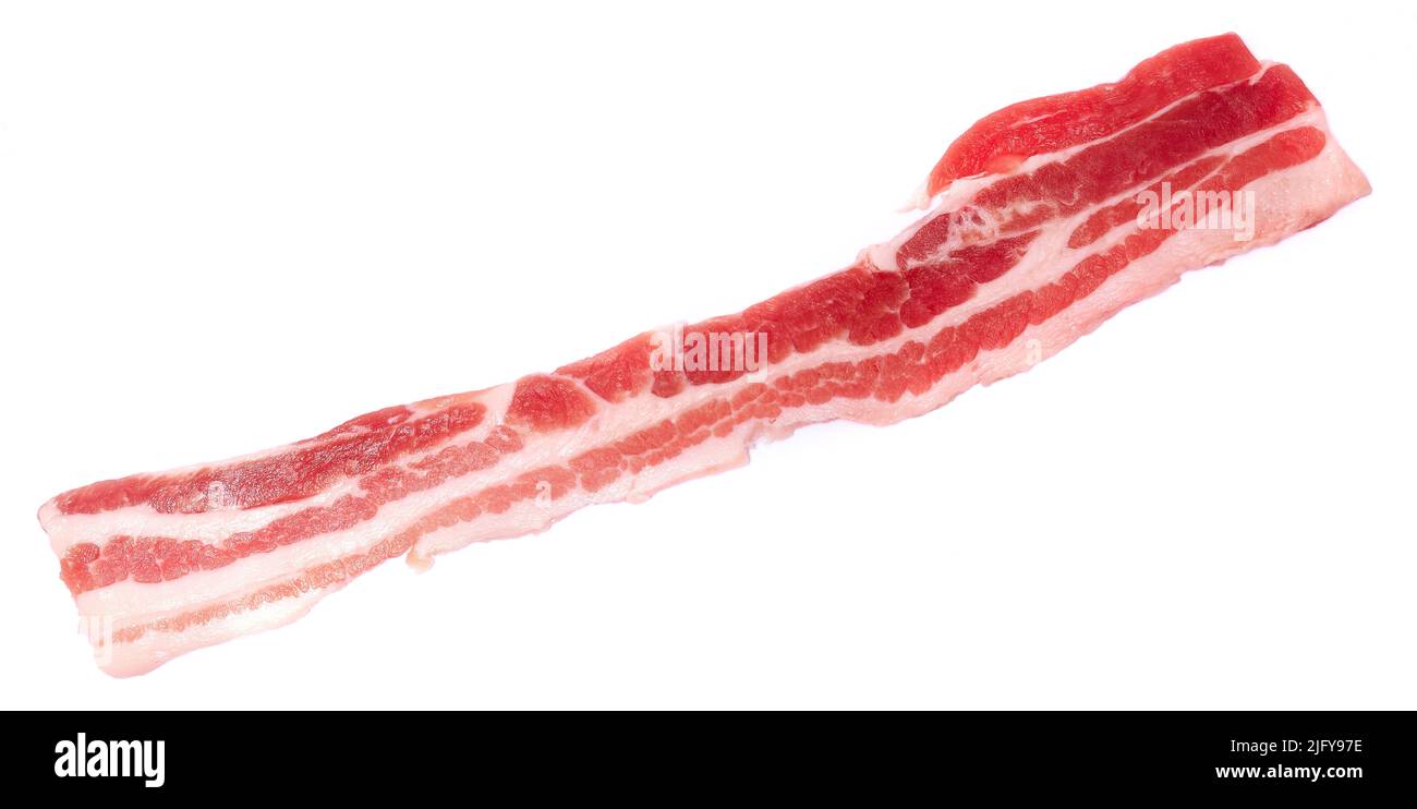 Slices uncooked bacon on Cut Out Stock Images & Pictures - Alamy