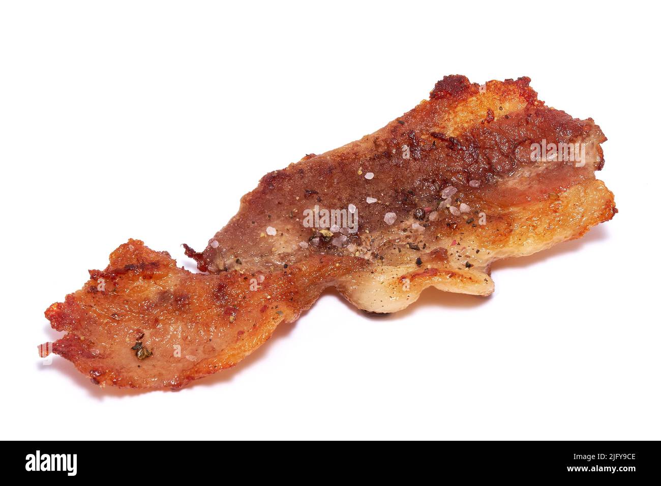 Cooked slices of bacon isolated on white background Stock Photo - Alamy