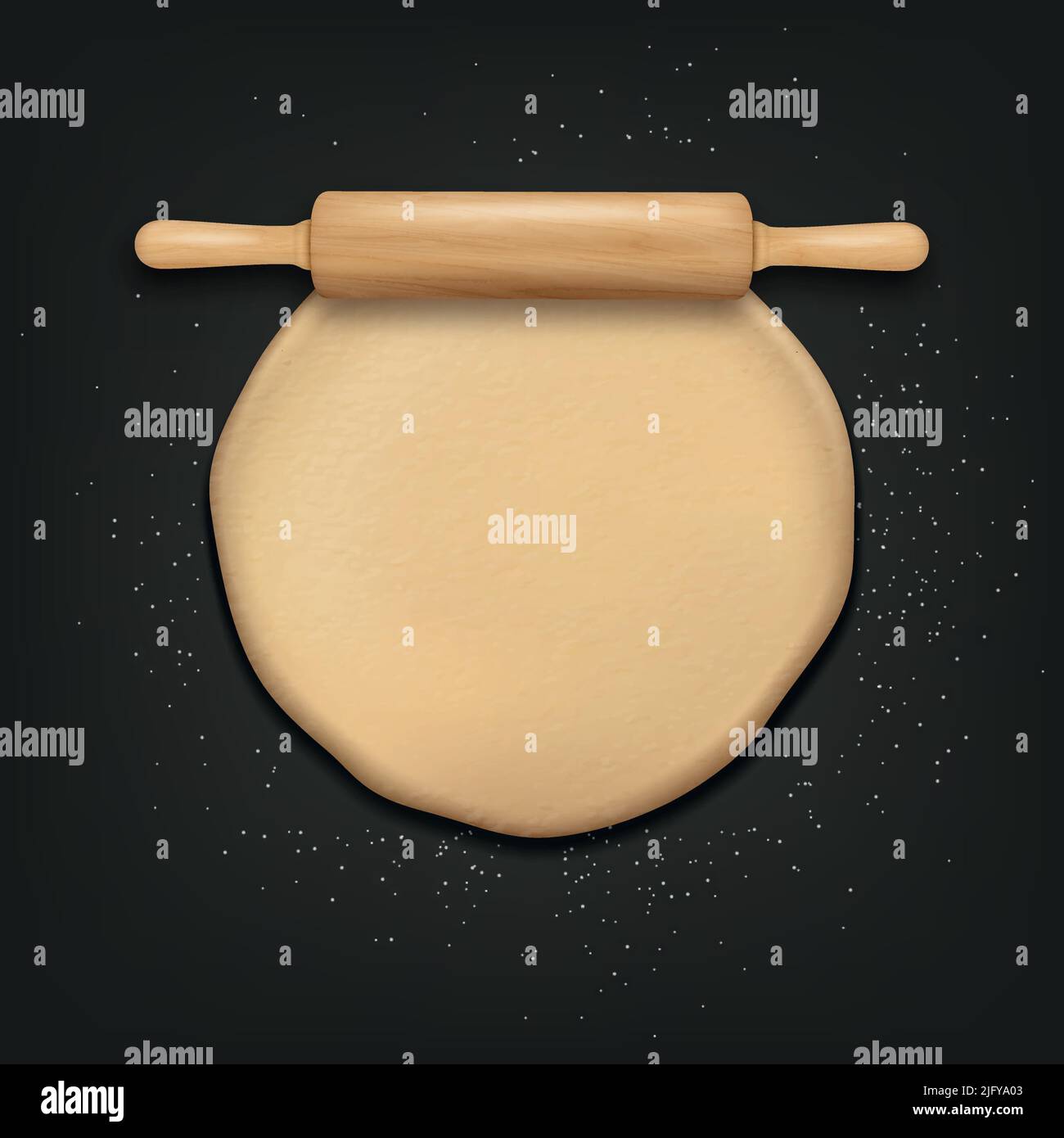 Vector 3d Realistic Raw Bread, Pizza Rolled Dough Pastry Sheet, Rolling ...