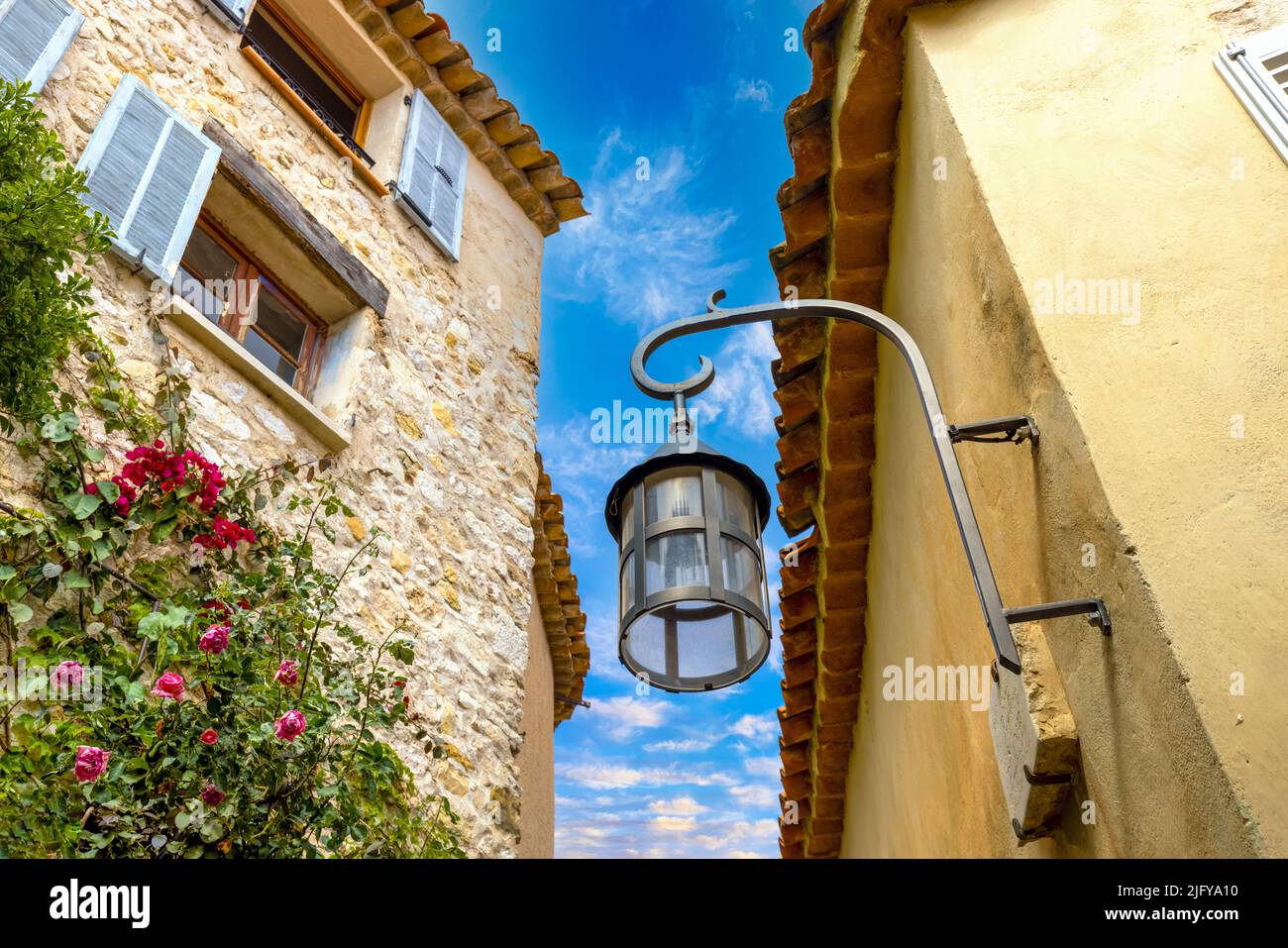 France, French Riviera, Eze Village scenic views and old town streets ...