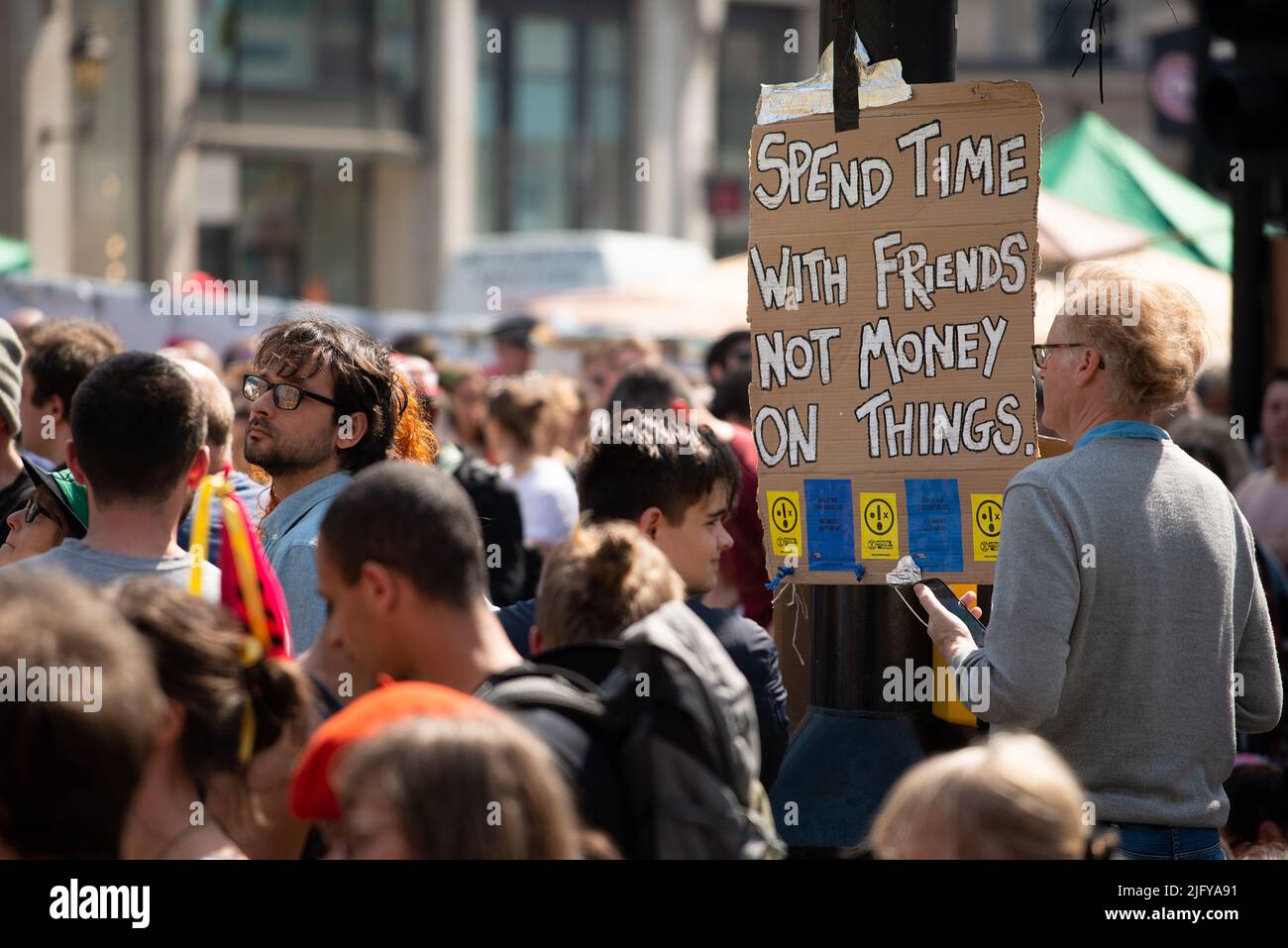 Climate change protesters at the Extinction Rebellion demonstration ...