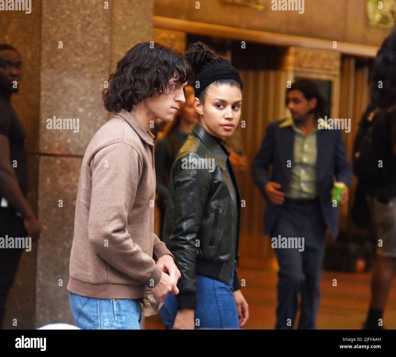 Tom Holland And Sash Lane Filming `The Crowded Room`. -PICTURED: Tom ...